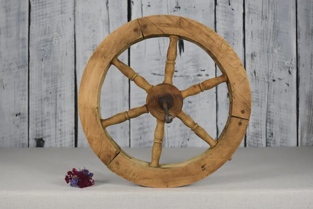 Antique Wooden Spinning Wheel / Rustic Wheel / Decorative Wheel ...