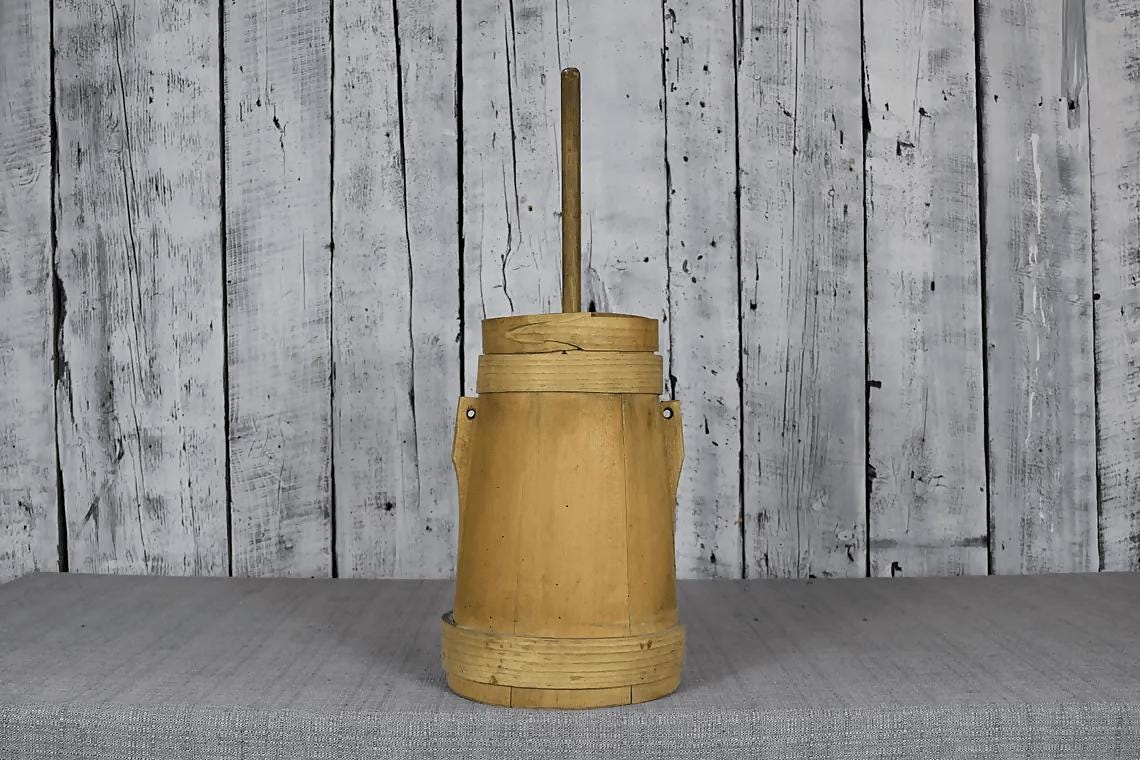 Antique Butter Churn / Vintage Butter Crock / Primitive Rustic Butter ...