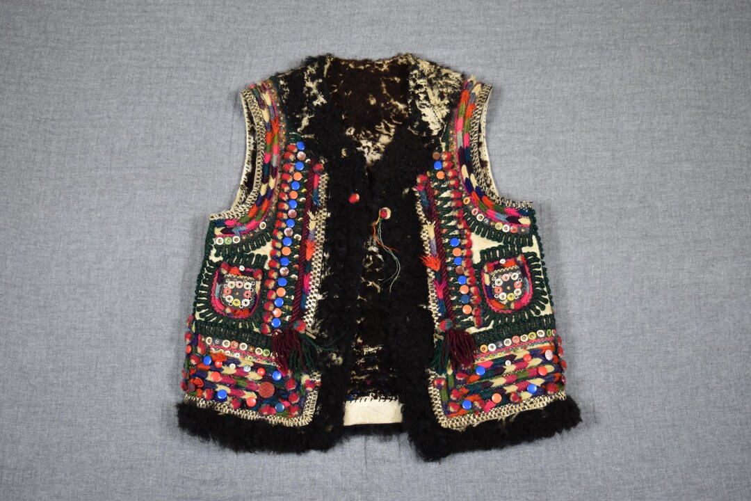 Vintage Sheepskin Fur Vest / Boho Shearling Vest / Rustic Winter ...