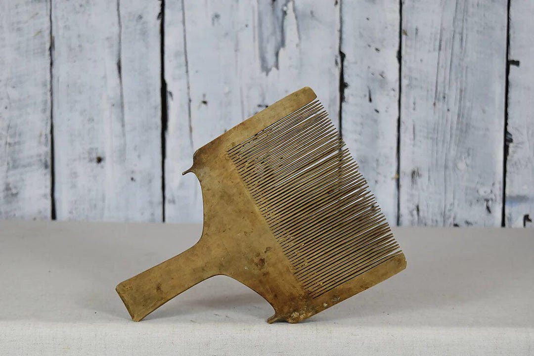 Antique Wool Comb / Carding Tool / Vintage Wooden Fiber Comb / Wool ...