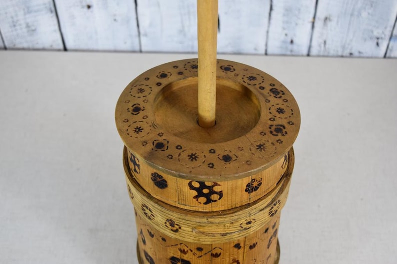 Antique Wooden Butter Churn / Vintage Farmhouse Kitchen Decor / Rustic ...