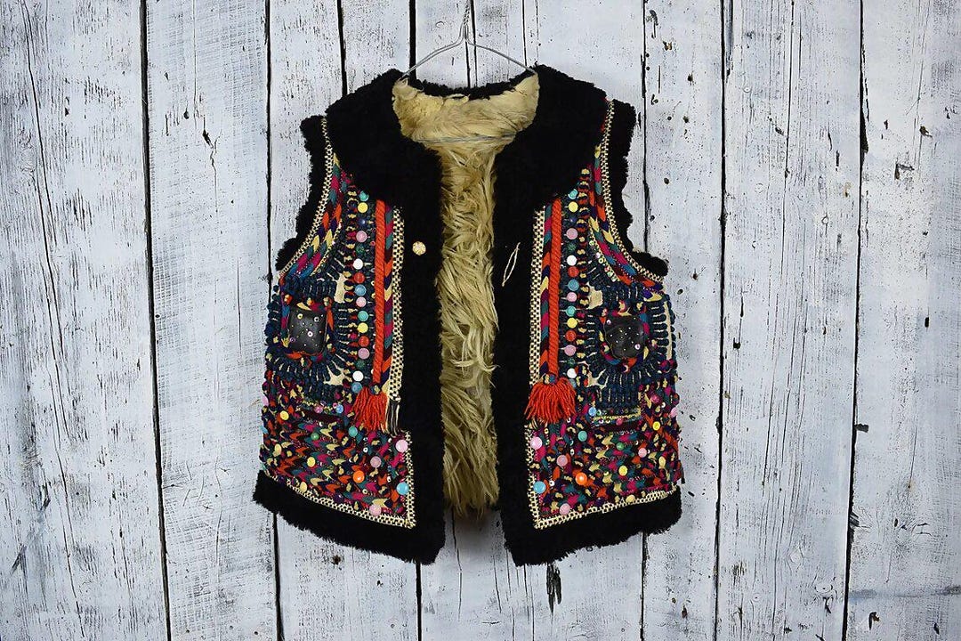 Vintage Sheepskin Fur Vest / Boho Shearling Vest / Rustic Winter ...