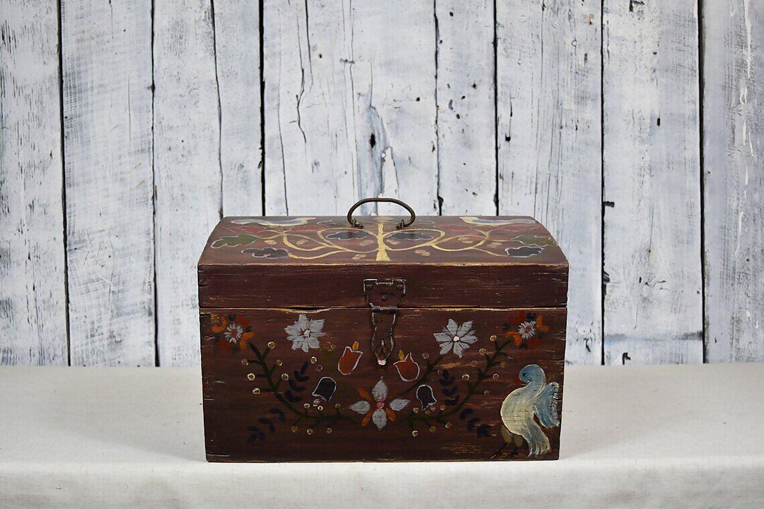 Vintage Wooden Chest / Rustic Storage Box / Primitive Wood Crate ...