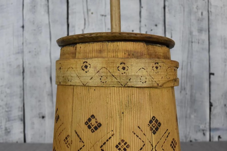 Antique Butter Churn / Vintage Butter Crock / Primitive Rustic Butter ...