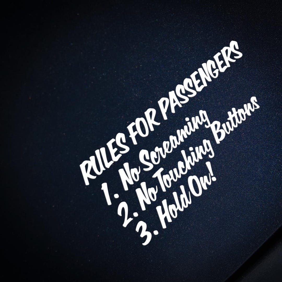Rules for Passengers Vinyl Decal Sticker Funny Car Sticker No Screaming ...