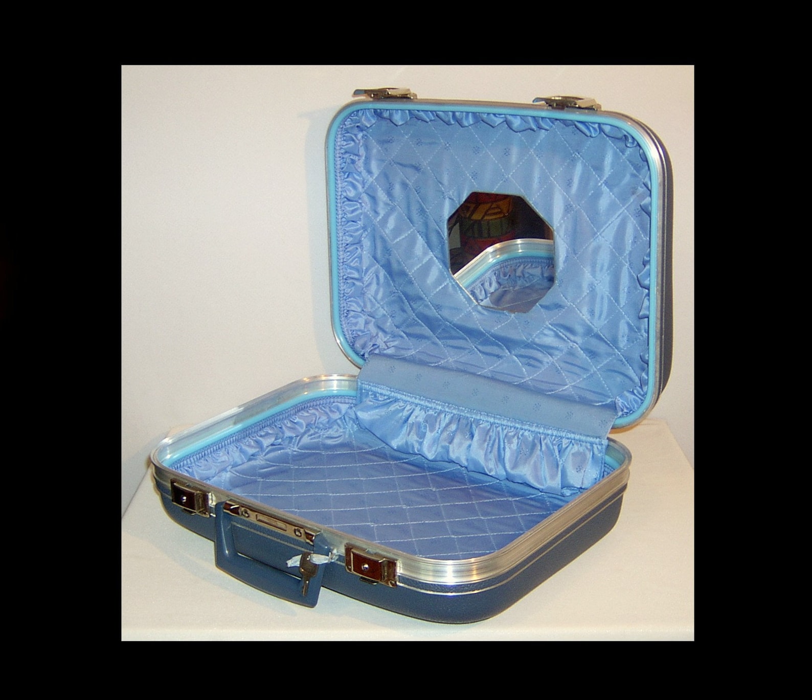 Powder Blue Vanity Suitcase Small Hardside Mid Century - Etsy