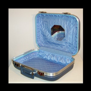 Powder Blue Vanity Suitcase - Small Hardside Mid Century Weekender Case ...