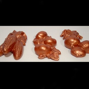 Set of 3 Copper Chalkware Vegetable Wall Plaques Gilt Art Hangings ...