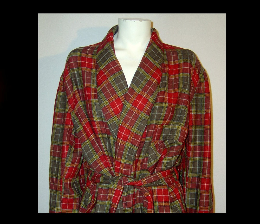 Large Worsted Wool Robe Shawl Collar Mancrest Scottish Flannel Fabric ...