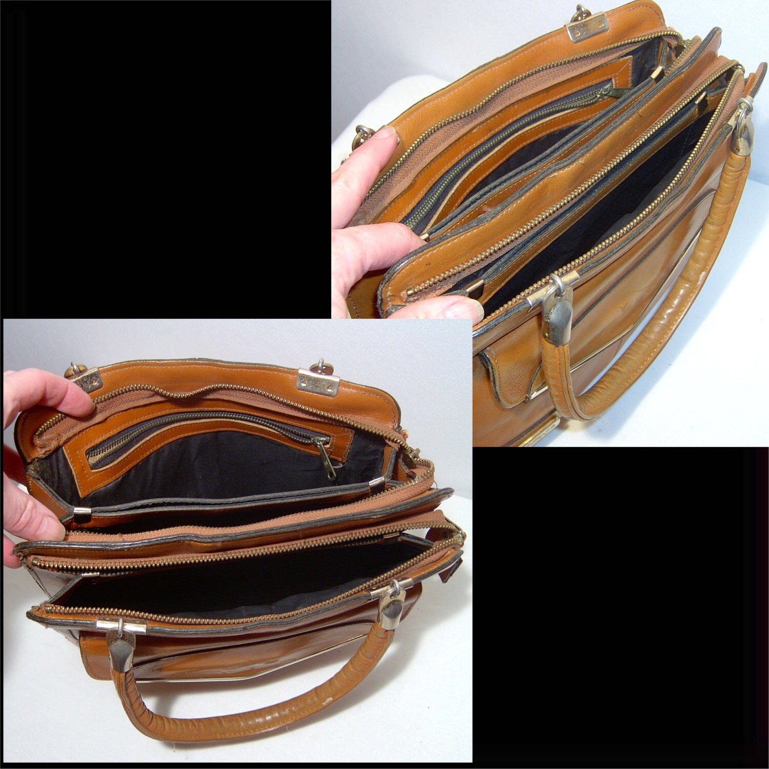 1970s Caramel Leather Handbag Purse Lots of Pockets and - Etsy Canada