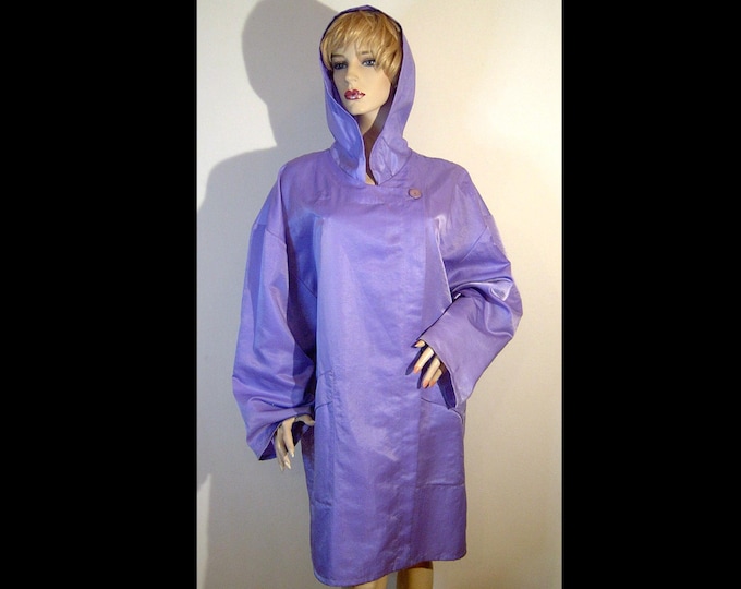 Large Plus - Lilac Purple Satin Coat W Hood - Linda Lundstrom Parka ...