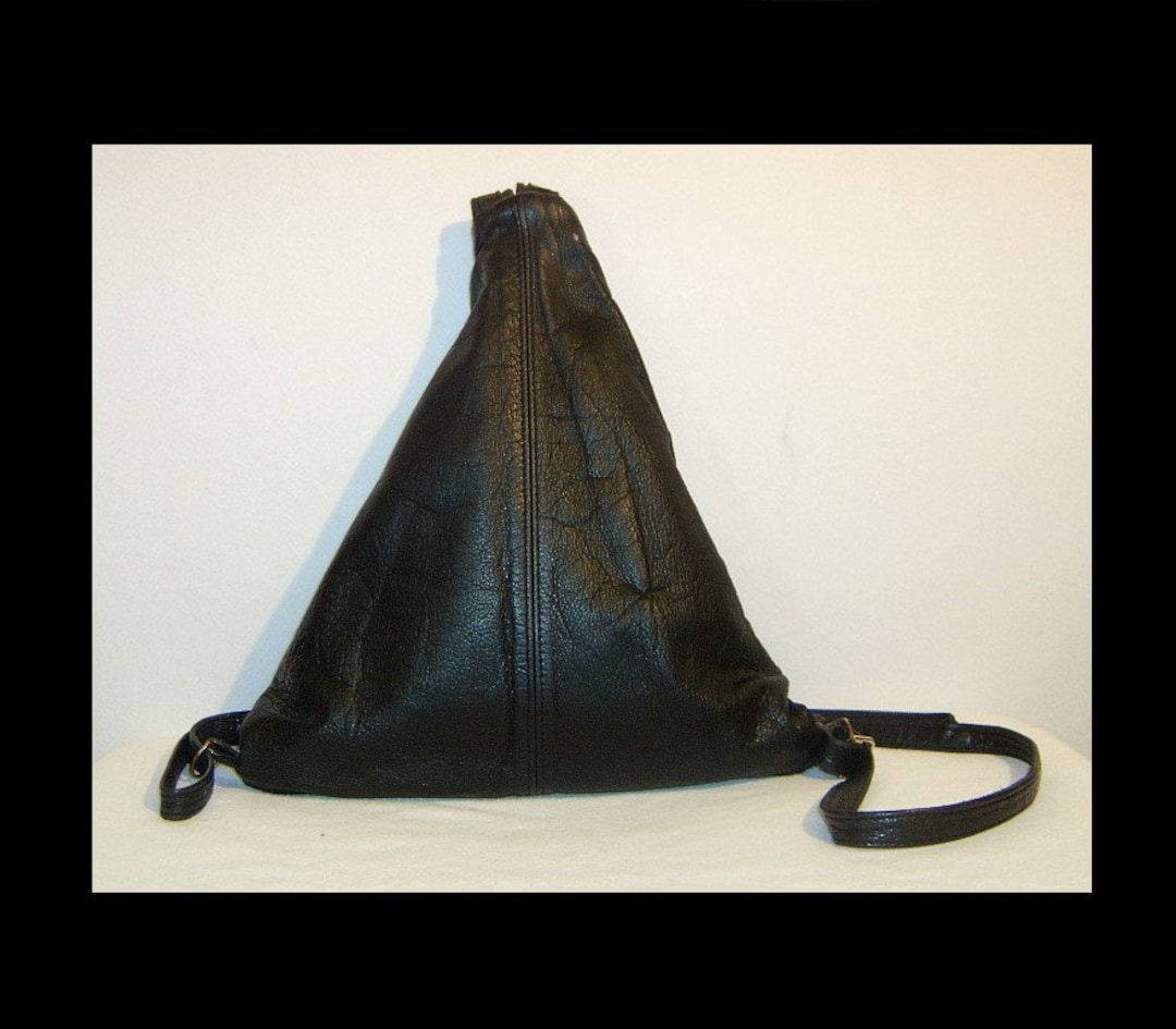 Leather Slouchy Sling Backpack Purse Avant Garde Pockets and Zippers ...