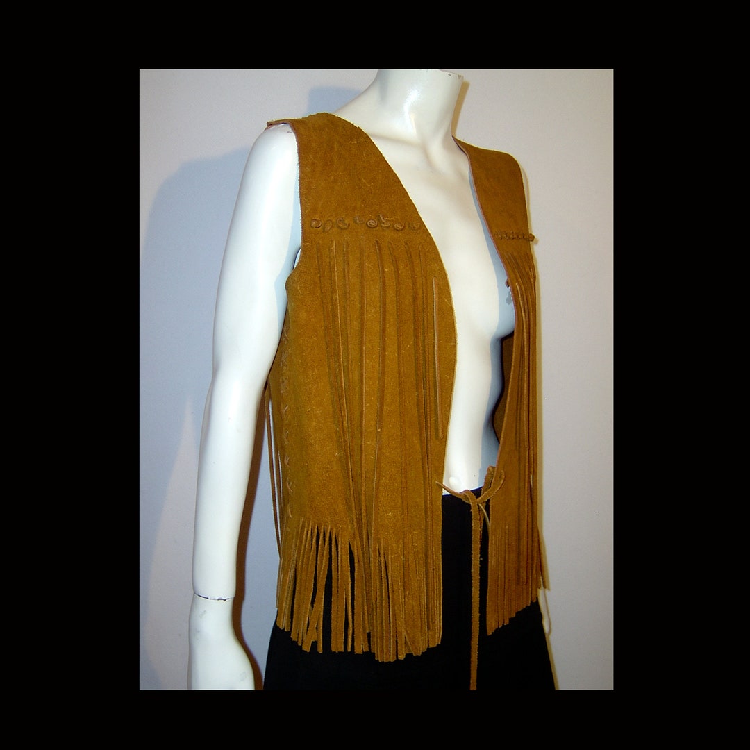Small Medium 1960s Suede Leather Vest With Lots of Fringe Gastown ...