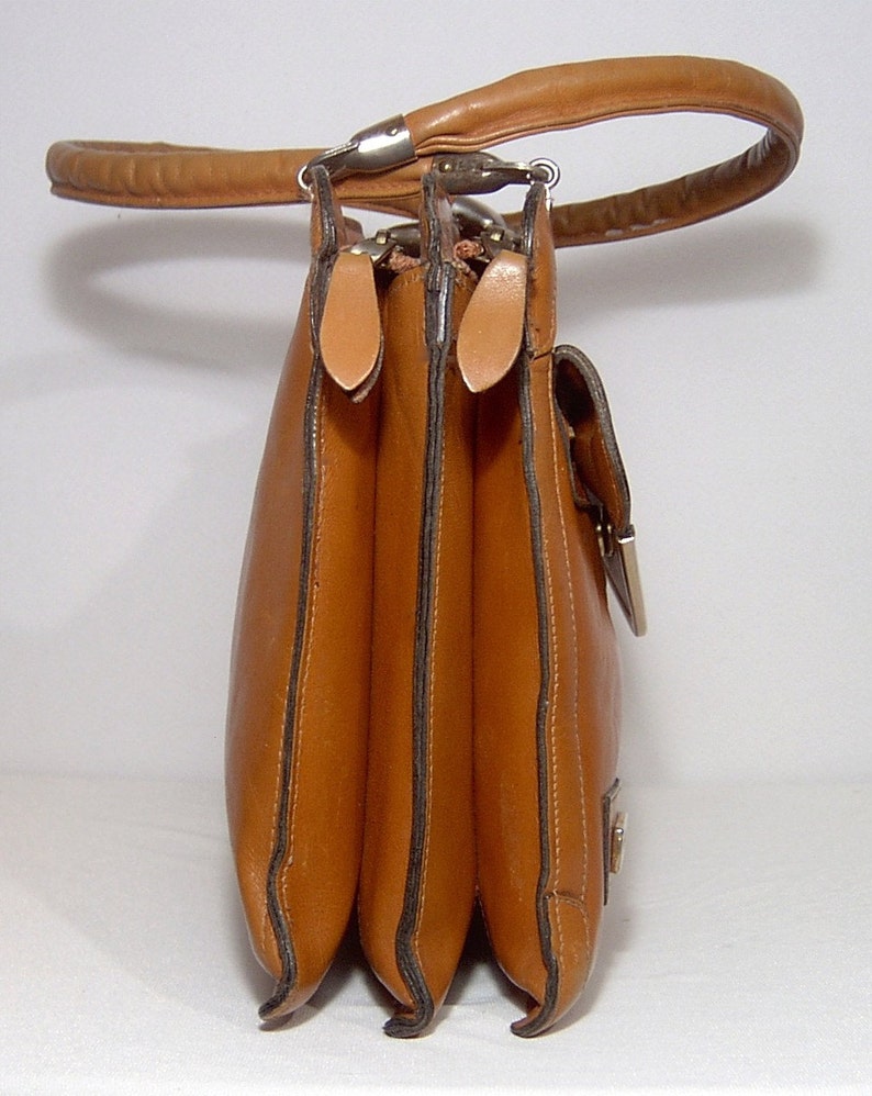1970s Caramel Leather Handbag Purse Lots of Pockets and - Etsy Canada