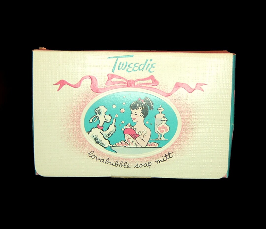 New in Box 1950s Lentheric Tweed Soap Mitt Tweedie Pink Rosebud ...