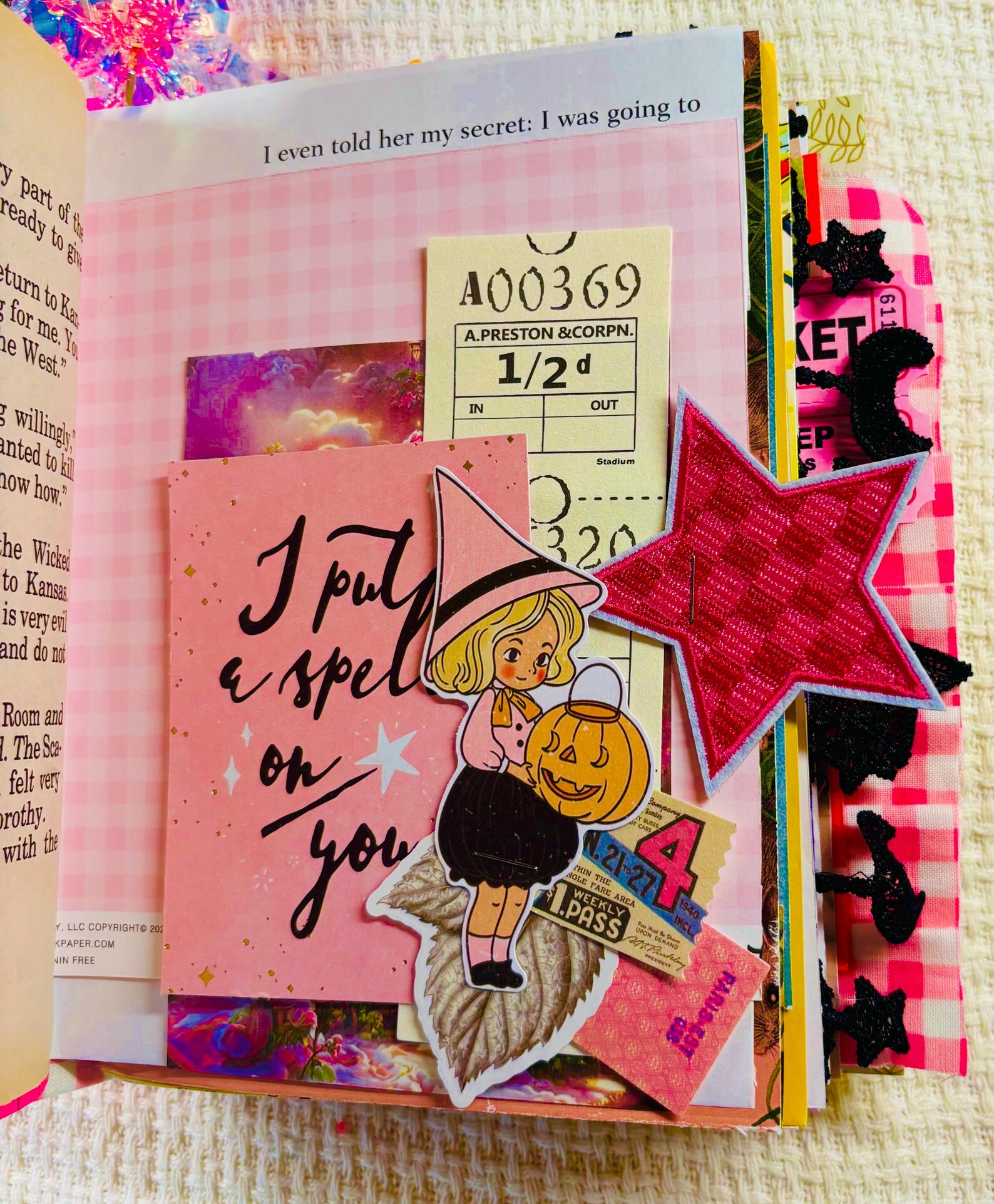 Handmade Wicked Junk Journal Glinda Little Golden Book Wizard of OZ ...