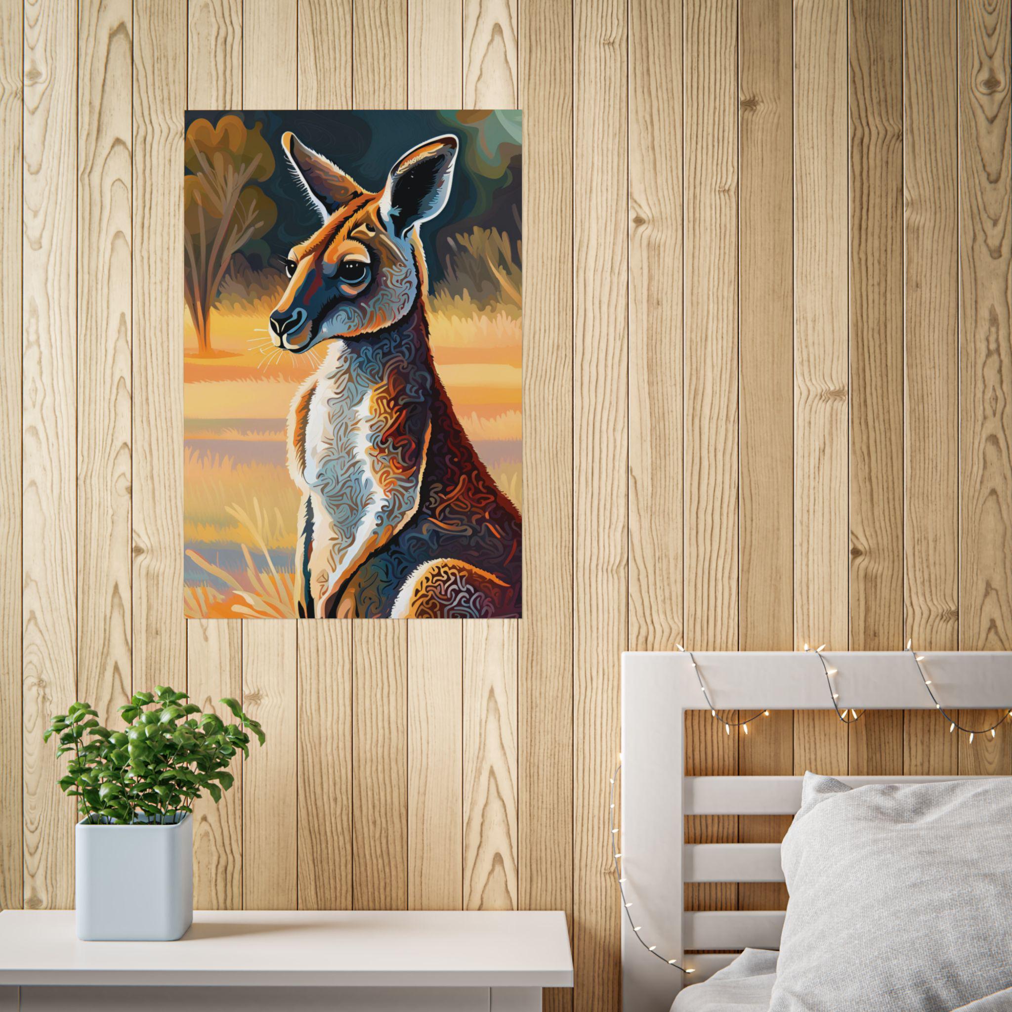 Kangaroo Oil Painting Poster Print | Australian Wildlife Wall Art for ...