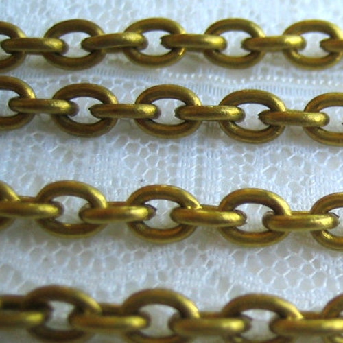 Solid Brass 2.8mm Oval Cable Chain by the Foot or Finished | Etsy