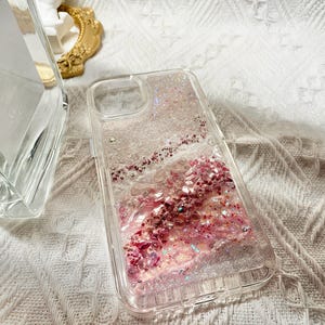 Handmade Pink Glitter Resin iPhone Case - Custom Crystal Clear Glitter ...