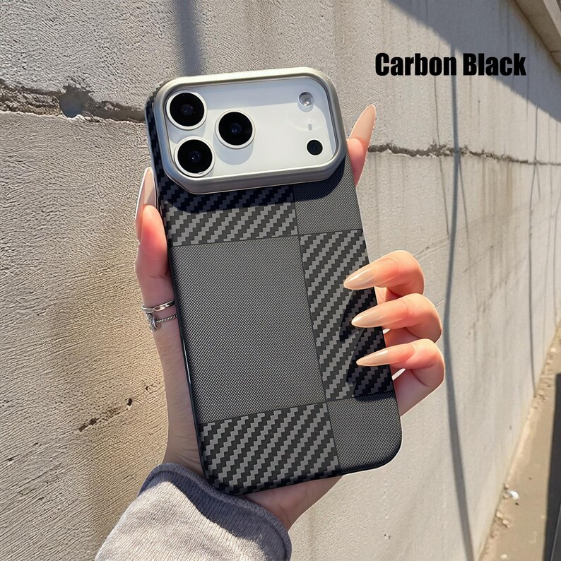 Woven Texture iPhone Case, Brushed Metal Aesthetic, Slim PC Hard Cover ...