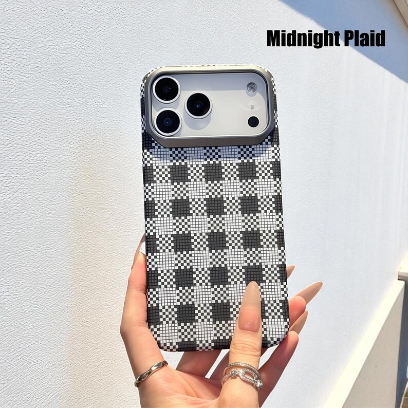Woven Texture iPhone Case, Brushed Metal Aesthetic, Slim PC Hard Cover ...