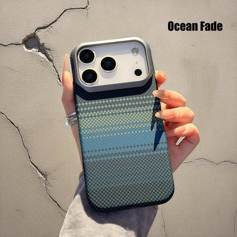 Woven Texture iPhone Case, Brushed Metal Aesthetic, Slim PC Hard Cover ...