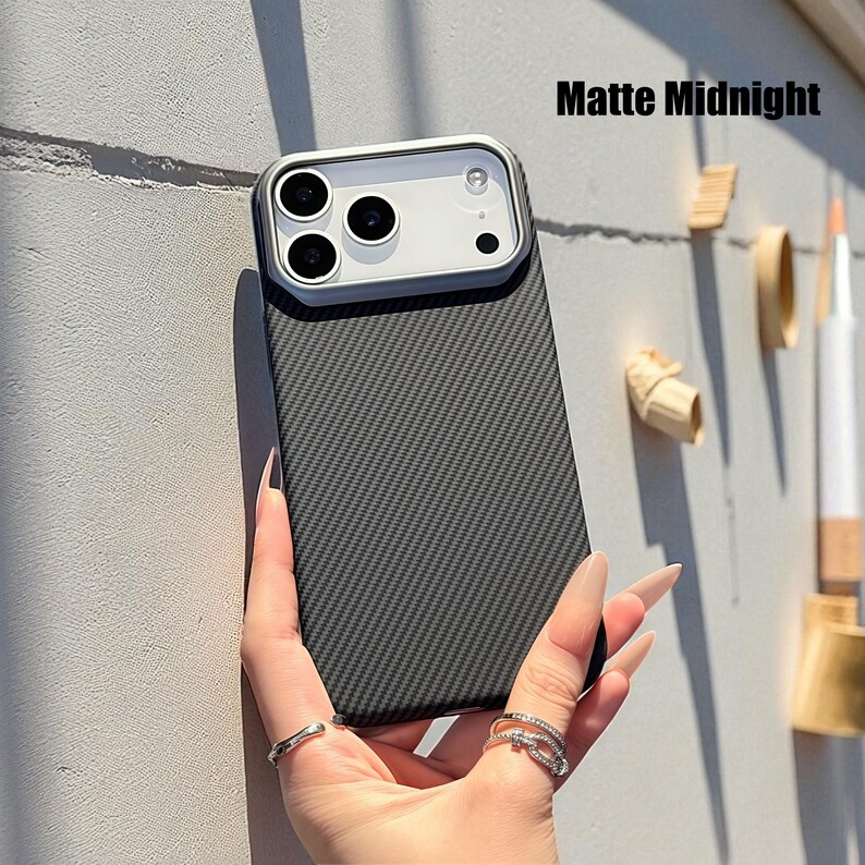 Woven Texture iPhone Case, Brushed Metal Aesthetic, Slim PC Hard Cover ...