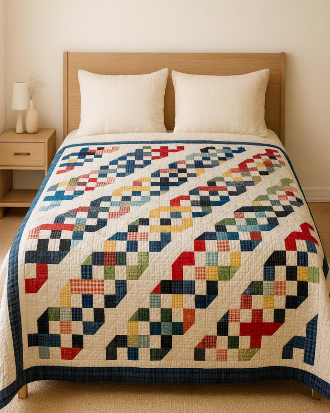 Autumn Roses Quilt Pattern PDF, Easy Geometric Patchwork (112" X 112 ...