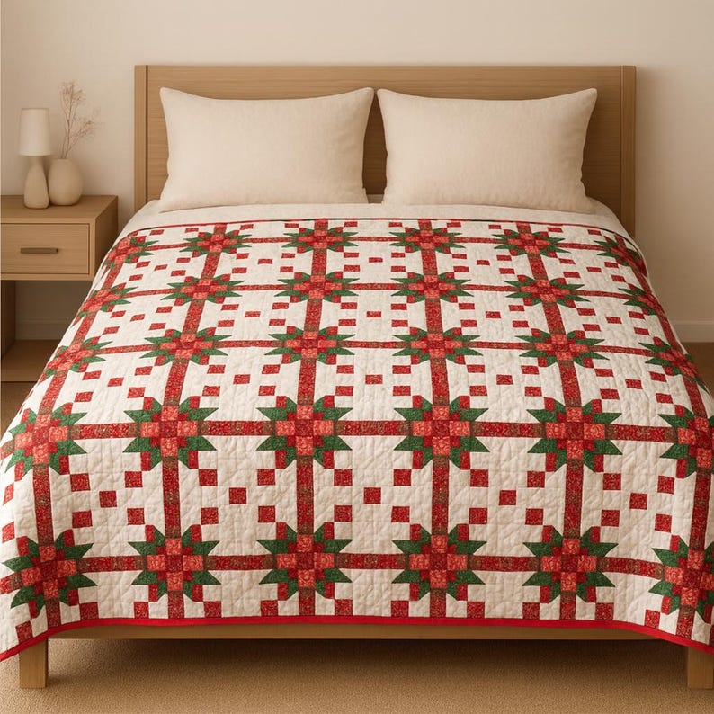 Moonlight Garden Quilt Pattern PDF, Easy Geometric Patchwork (90x108 ...