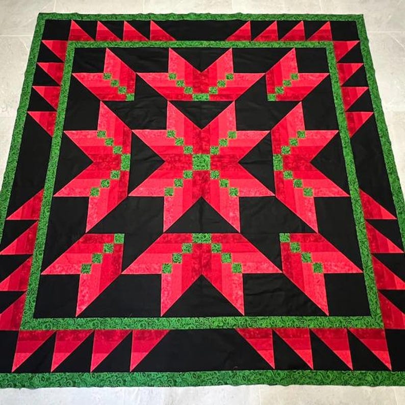 Crystal Star Quilt Pattern | Modern Patchwork (64"x64") (PDF Download ...