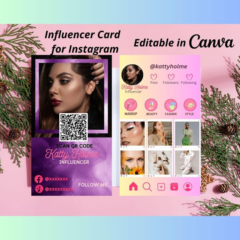 Lavender Template Influencer Card for Instagram Editable in Canva for ...