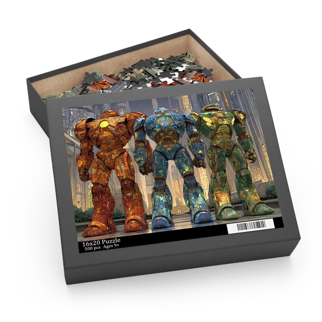 Robot Mosaic Puzzle for Adults & Kids, Comic Style Robot Jigsaw for ...