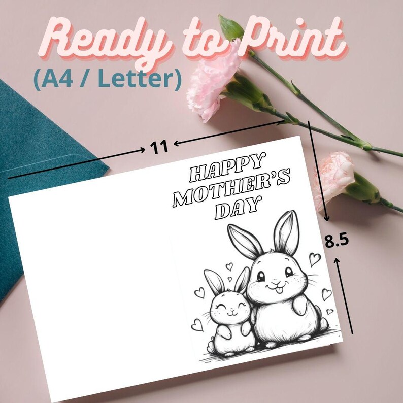 Cute Printable and Coloring Card for Mother's Day - Etsy