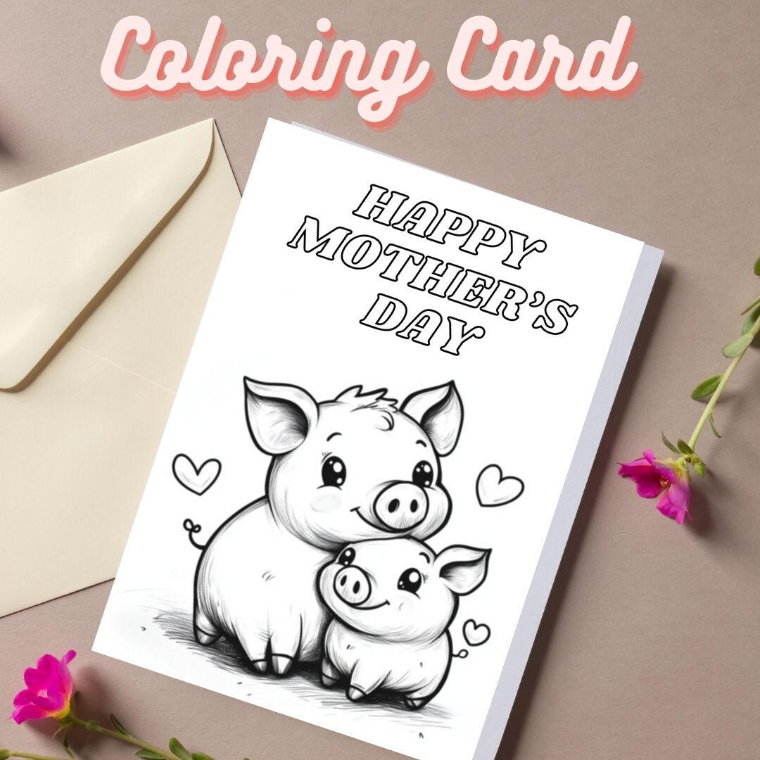 Cute Printable Coloring Card for Mother's Day - Etsy