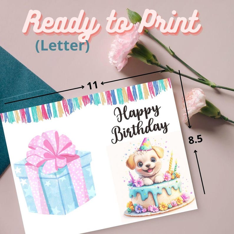 Cute Kawaii Printable Birthday Card for Girl, Beautiful & Funny Digital ...