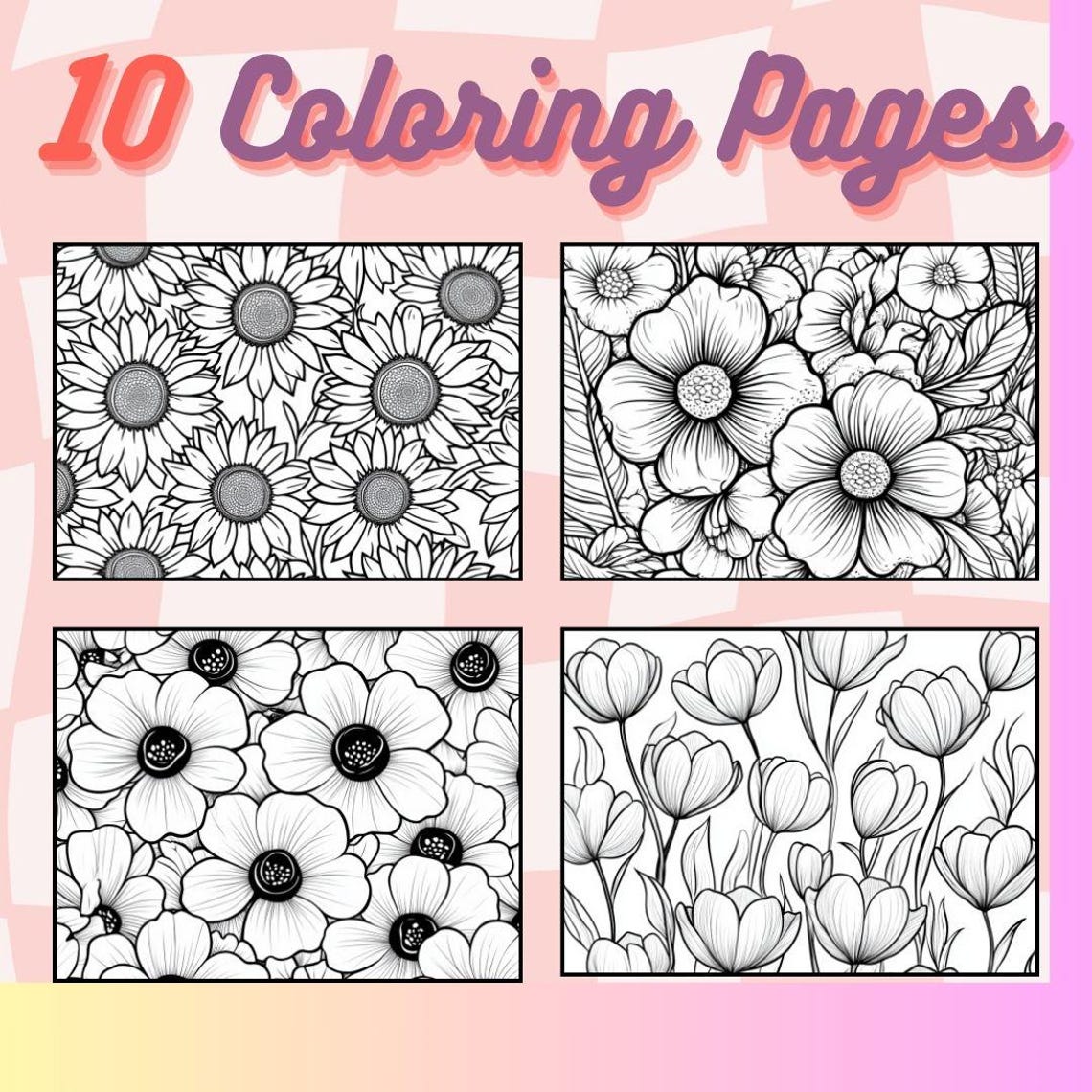 Printable Floral Patterns Coloring Pages, Ideal for Kids and Adults. - Etsy