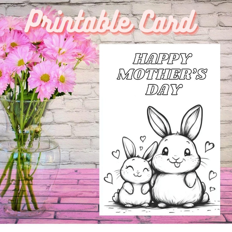 Cute Printable and Coloring Card for Mother's Day - Etsy