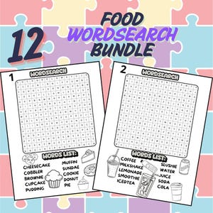 Printable Food Wordsearch Bundle, Fun Puzzles for Kids & Adults ...
