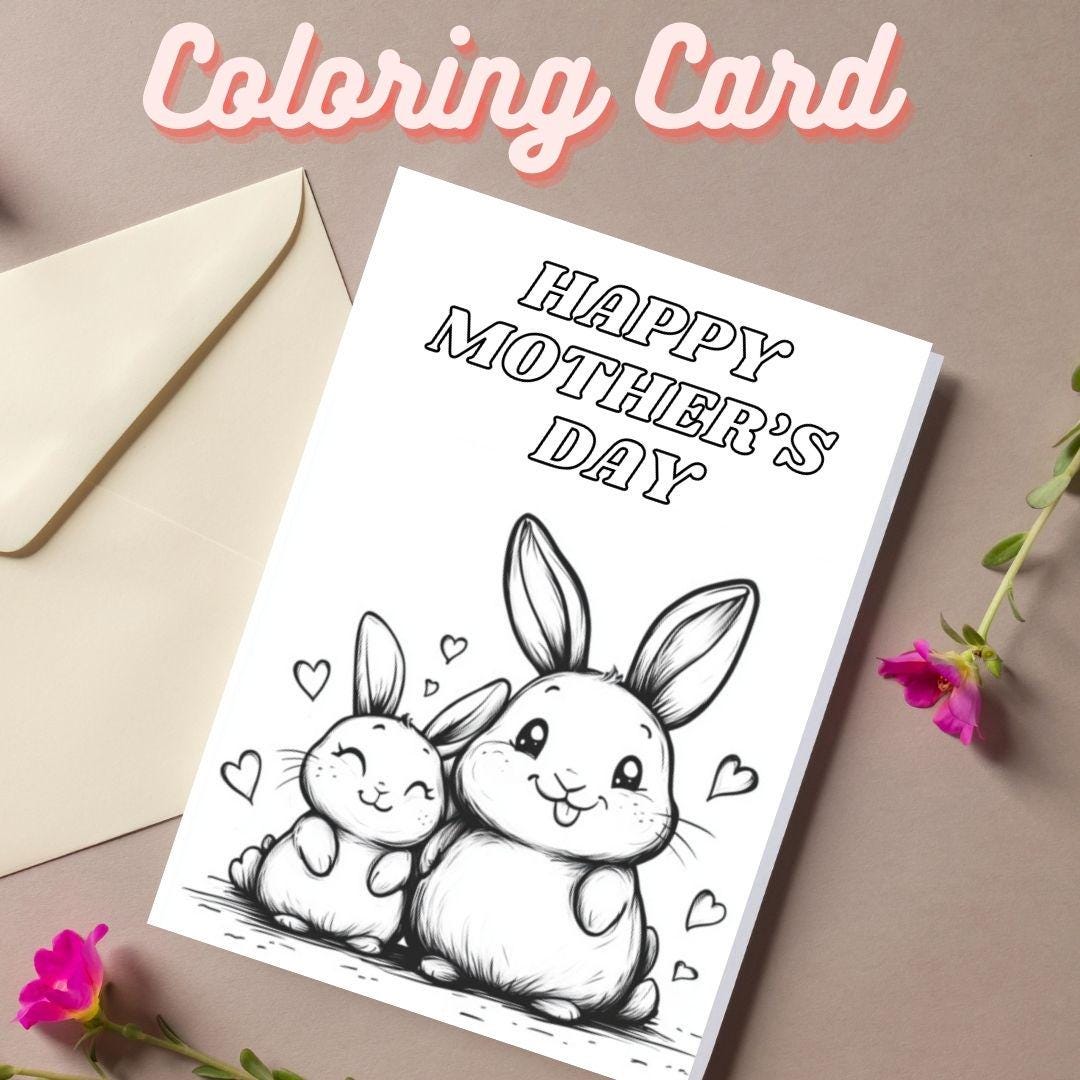 Cute Printable and Coloring Card for Mother's Day - Etsy