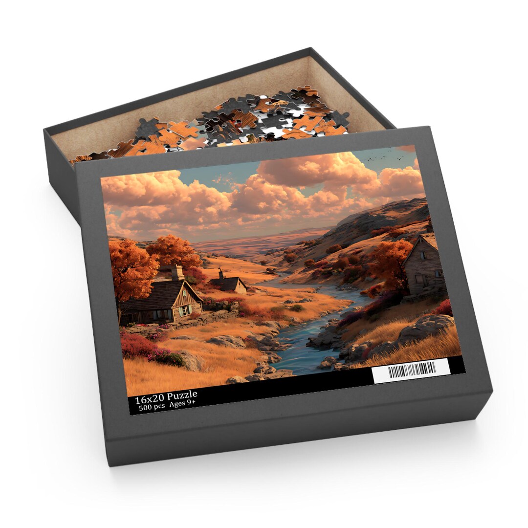 Autumn Cottage Puzzle for Adults, Scenic Fall Jigsaw Puzzle With River ...