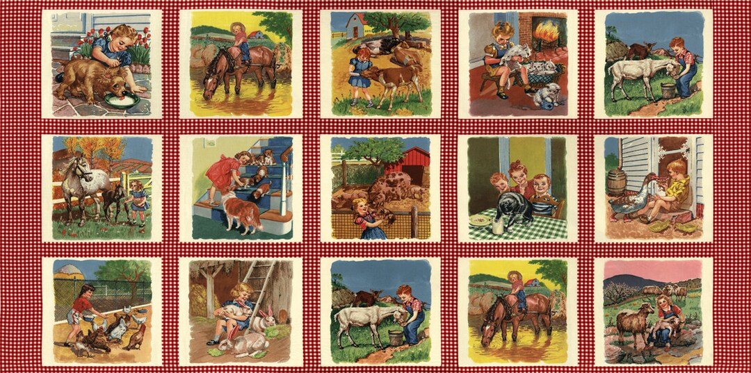 Potluck Panel by Moda red Out of Print - Etsy
