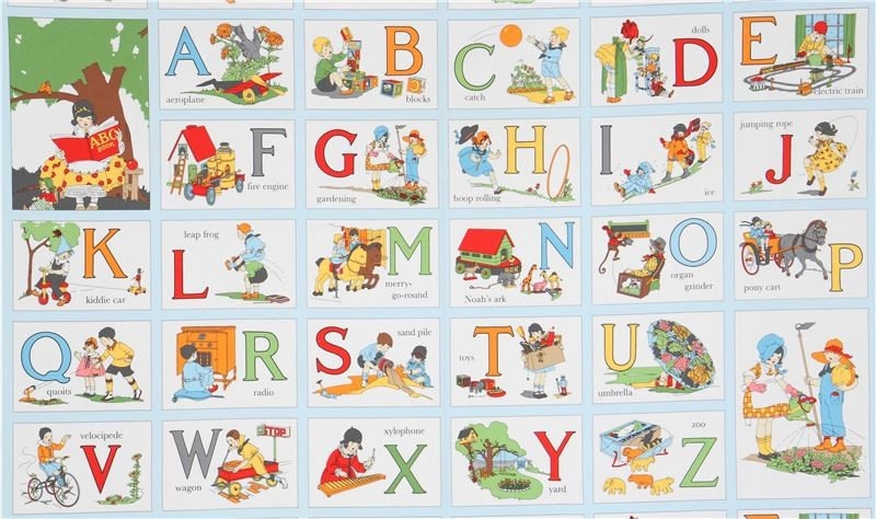 Multi Vintage Alphabet List Digital Panel 24in by Michael Miller - Etsy