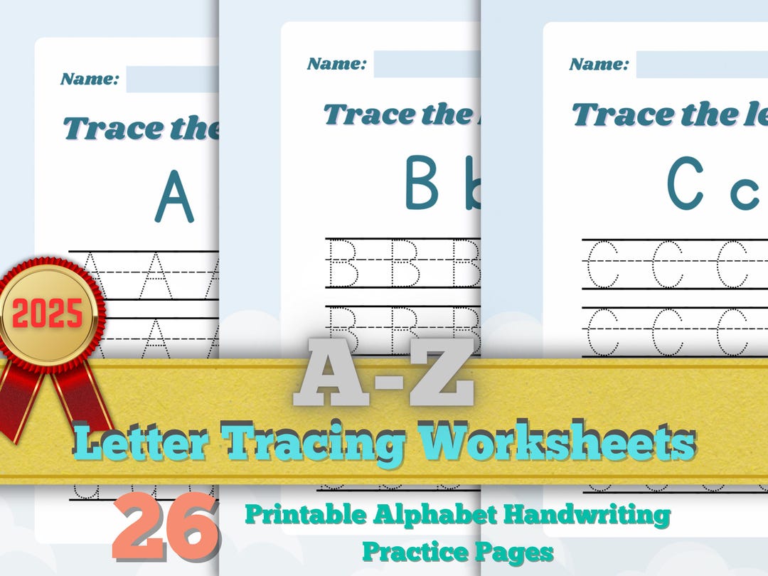 A-Z Letter Tracing Worksheets 26 Printable Alphabet Handwriting ...