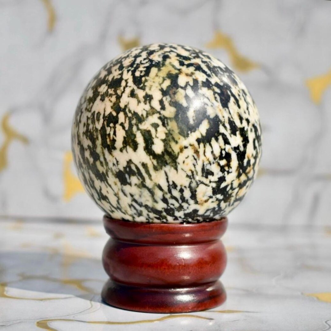 Black Zebra Jasper Sphere – Meditation Crystal Ball, Chakra Decor - Etsy