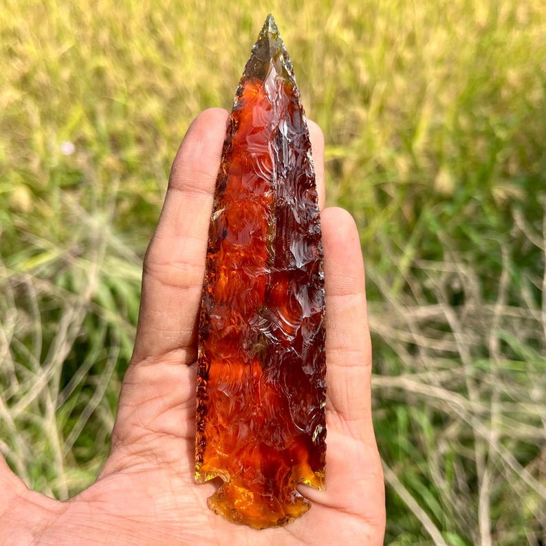Handmade Orange Obsidian Glass Knife - Crystal Gemstone Point - Etsy