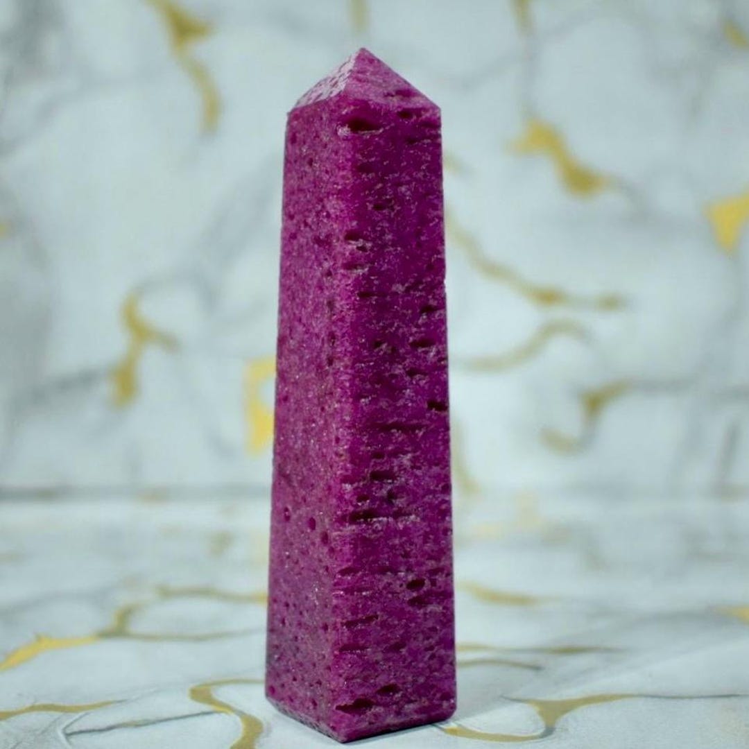 Honeycomb Ruby Tower – UV Reactive Crystal Gemstone – & Mystical Decor ...