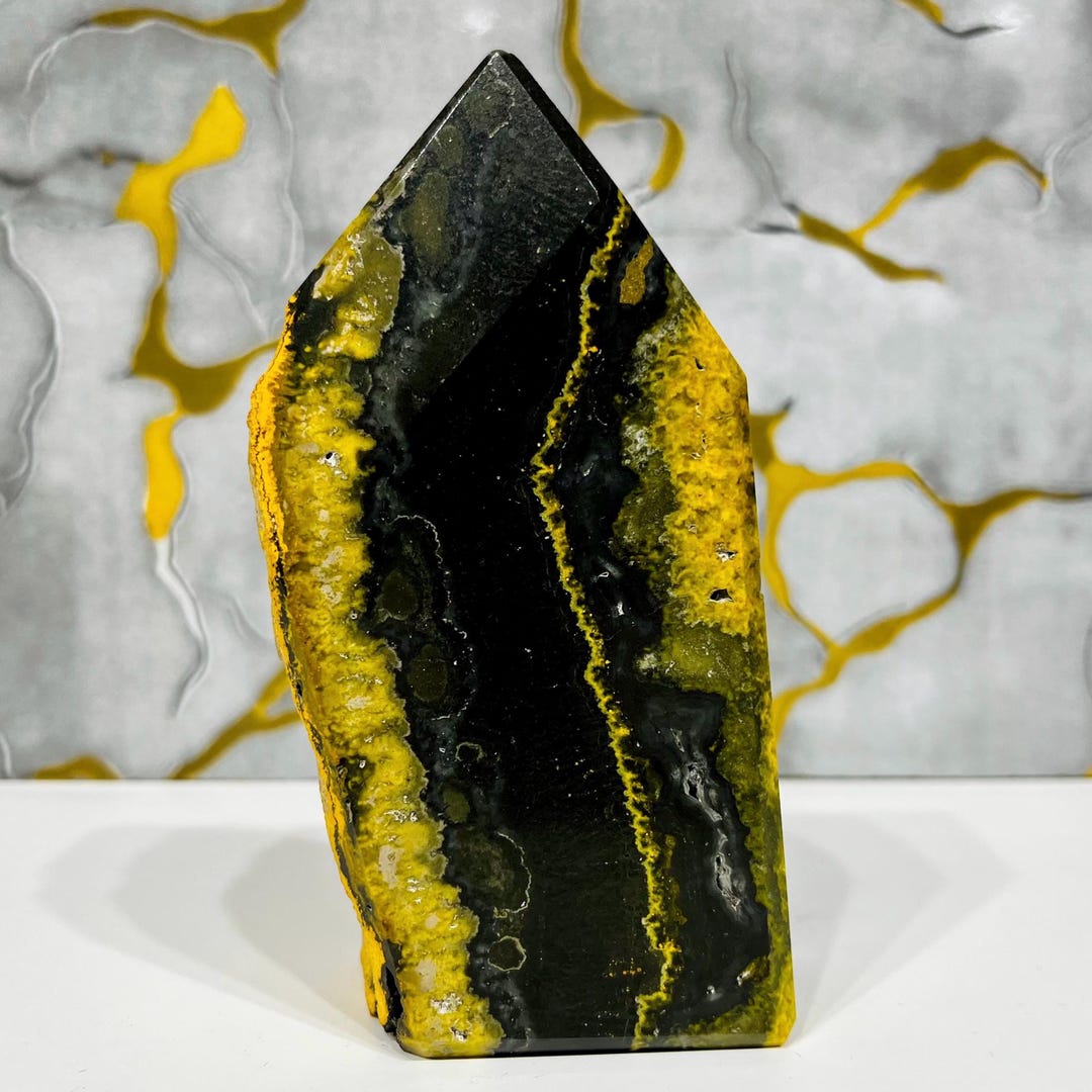 Yellow and Black Jasper Freeform | Natural Banded Jasper Freeform ...
