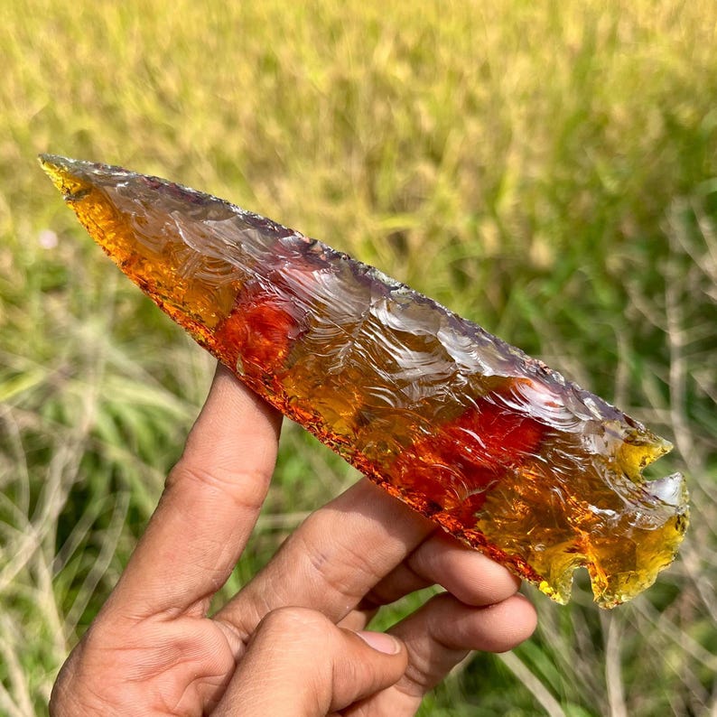 Handmade Orange Obsidian Glass Knife - Crystal Gemstone Point - Etsy