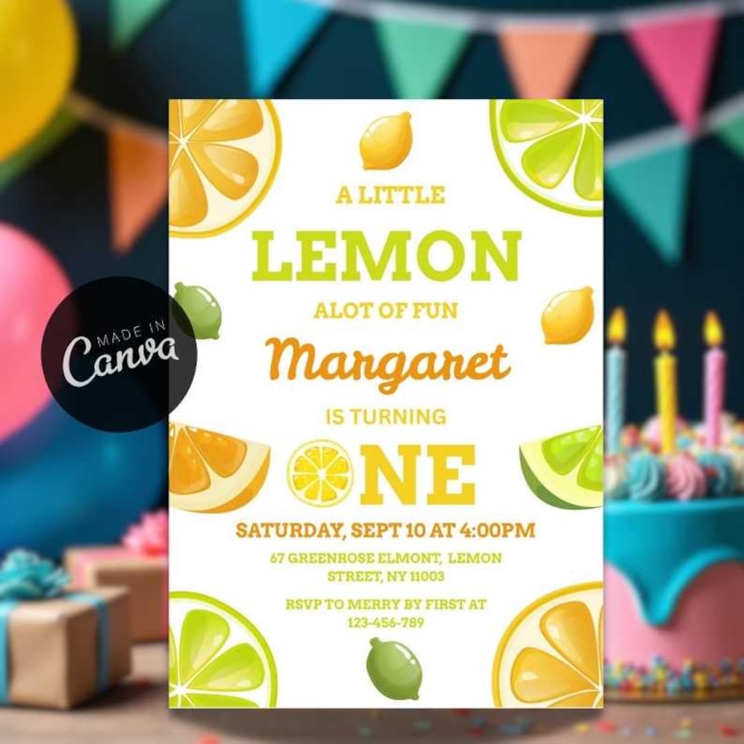 Editable Lemon 1st Birthday Invitation: Citrus Theme (digital Download ...