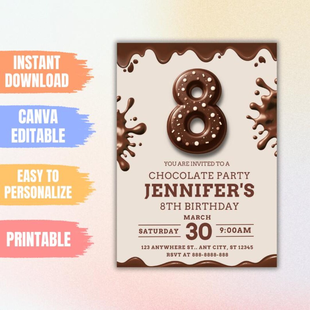 Editable Chocolate Party Invitation, Chocolate Invitation Template ...